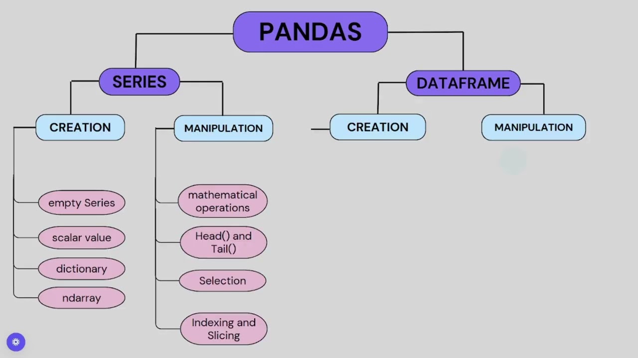 Class 12 IP Pandas Mind Map for  Series & DataFrame