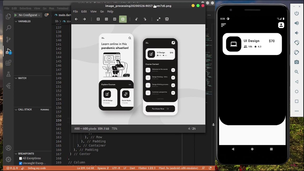 Flutter E-learning app ui design speed code  #2  with source code | tech4nobs