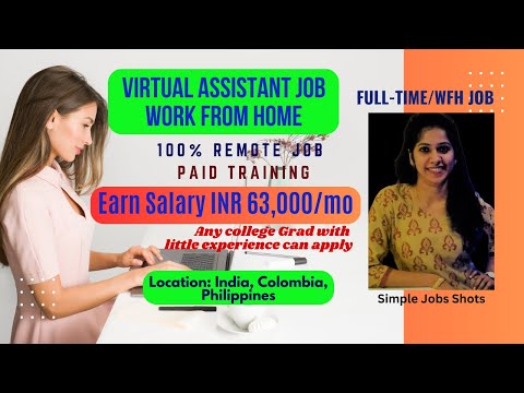 Virtual Assistant - Executive Assistant Job Work From Home | Salary INR 63,000/month + Paid Training