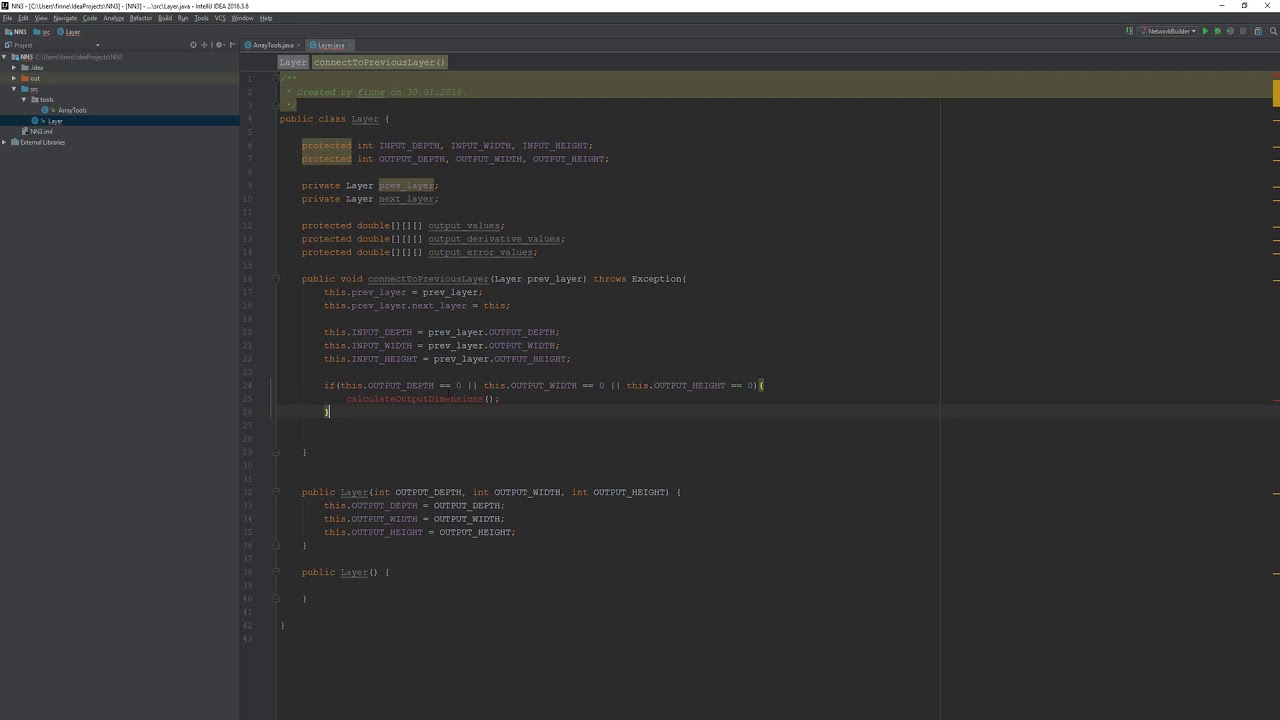 Neural networks library [Java] 2 - Layer construct