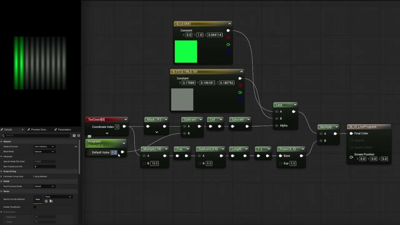 Horizontal Progress Bar (widget, user interface) ░ Unreal Engine Material