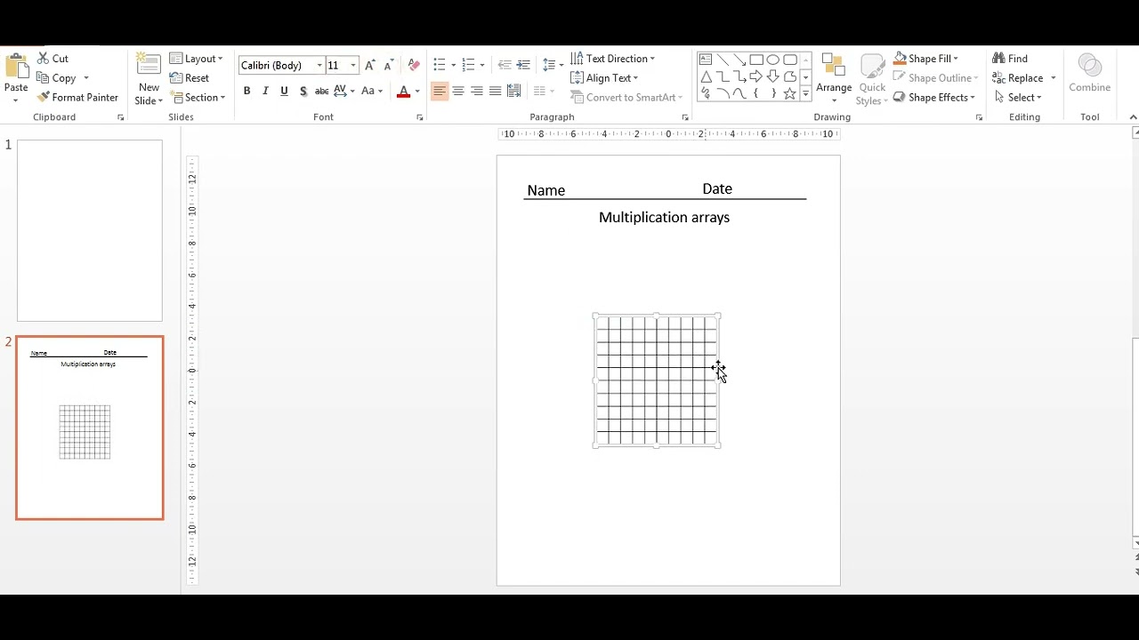 How to create multiplication array worksheet with powerpoint