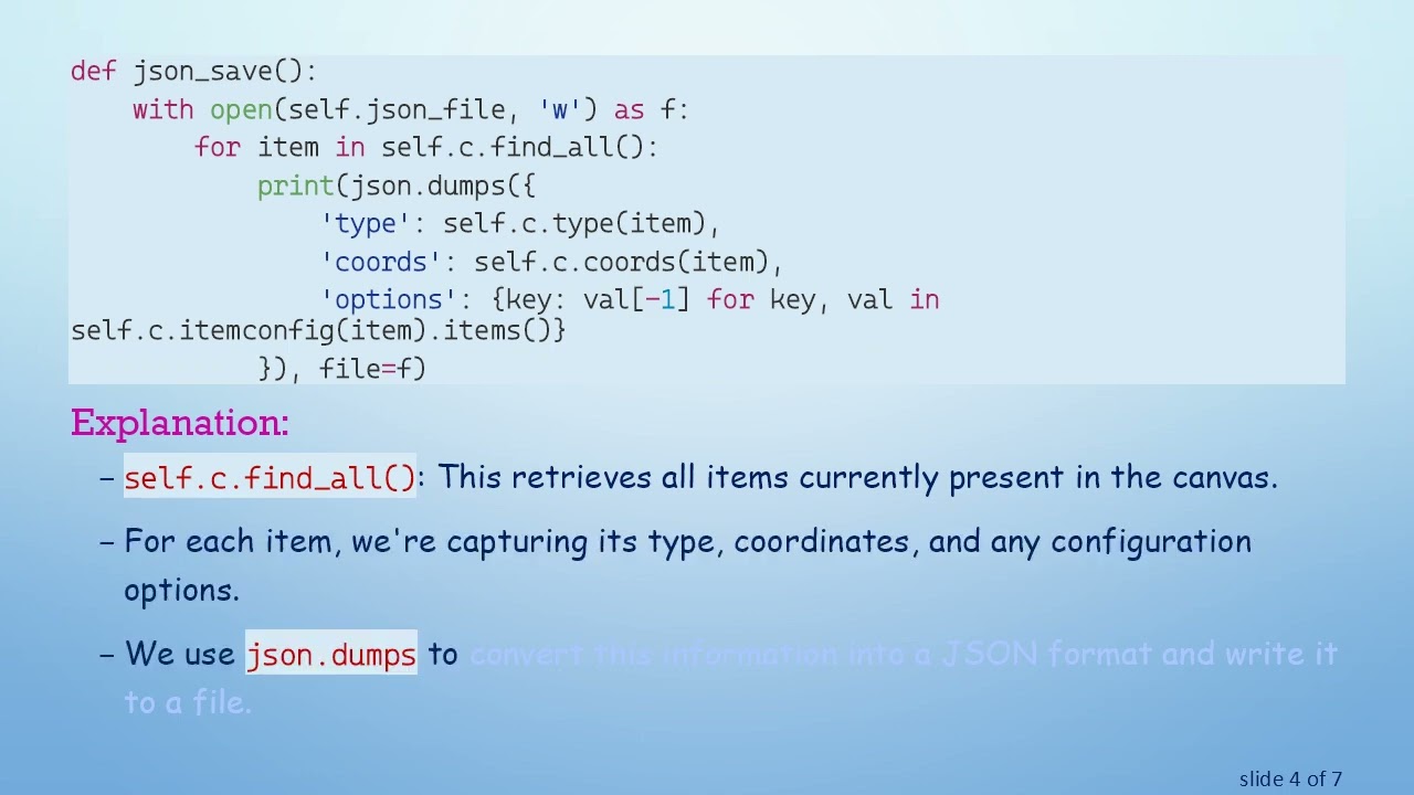 Saving Tkinter Canvas Objects using JSON Serialization
