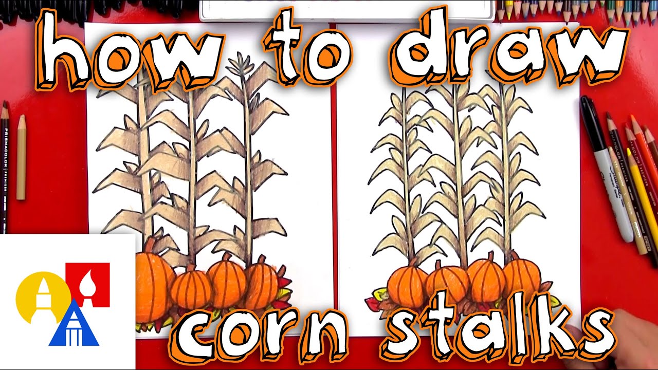 How To Draw Autumn Corn Stalks And Pumpkins