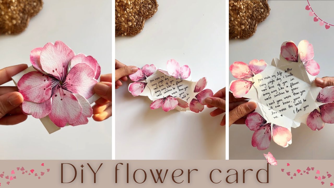 DIY Flower Card 🌸 | Full Tutorial |  Unique Folding Flower Card for Birthday & Love 💌