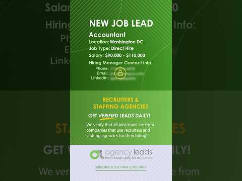 New job lead: Accountant in Washington DC. Subscribe to Agency Leads, get fresh leads.