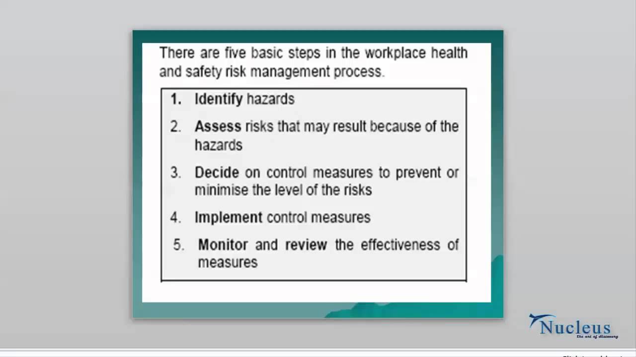 5- The basic steps in the workplace health and safety risk management process - Nucleus Academy