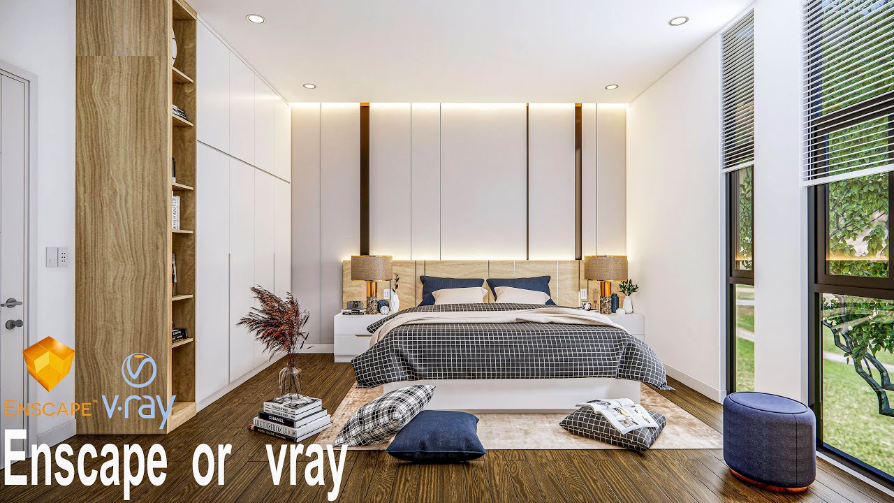 How to render Bedroom interior in Enscape Sketchup tutorial|  enscape interior render | SketchUp