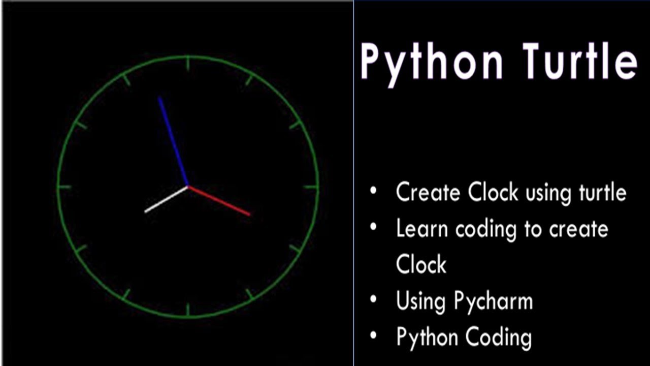 Turtle Python drawing | Turtle Python graphics Create Working Clock using turtle in pycharm