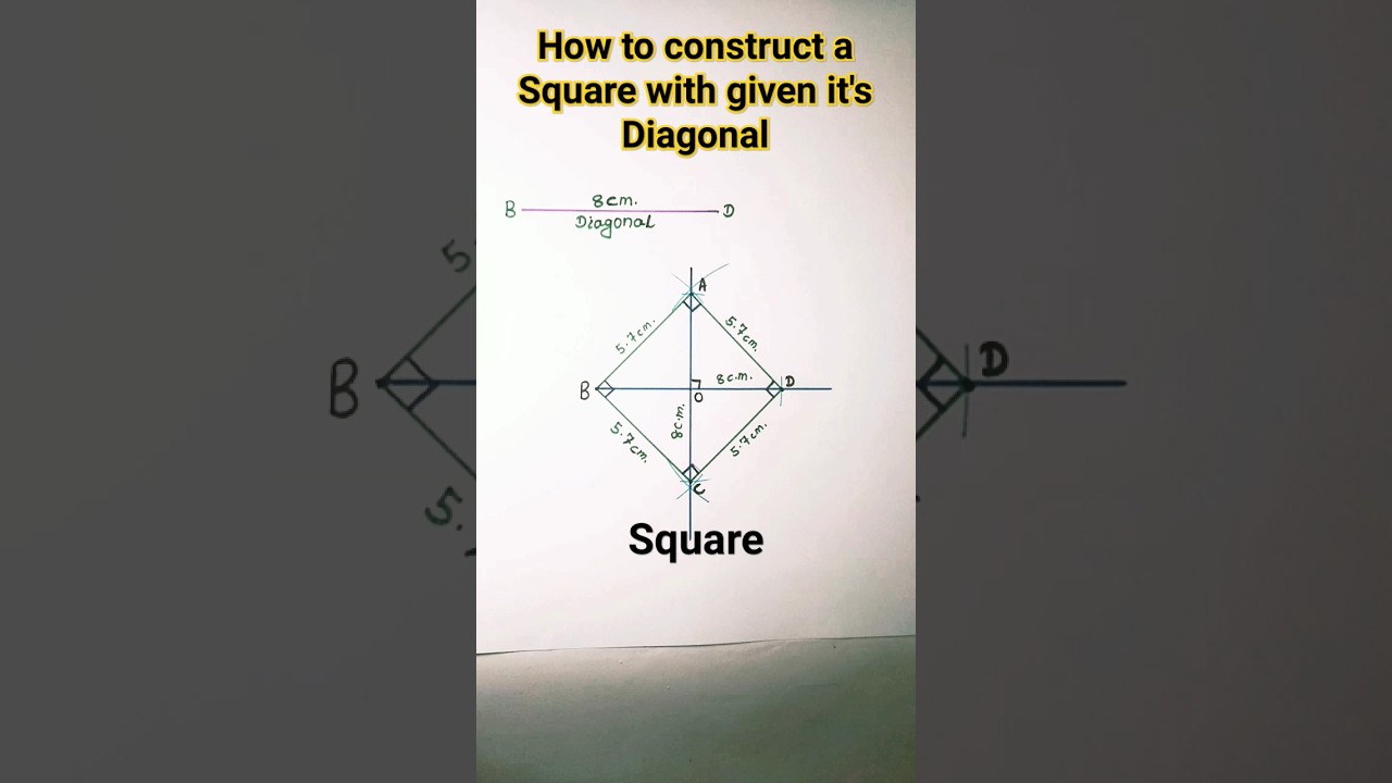 how to construct a Square with given it's Diagonal#square#square using diagonal#shorts#easy#viral