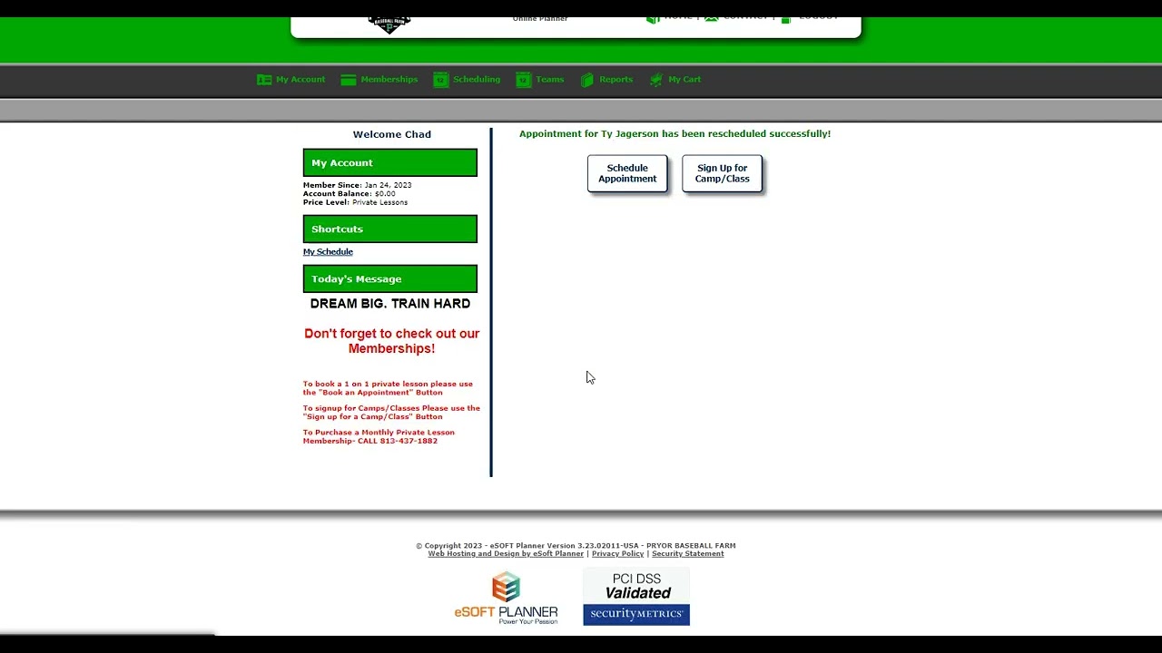 Rescheduling Lessons using ESoft