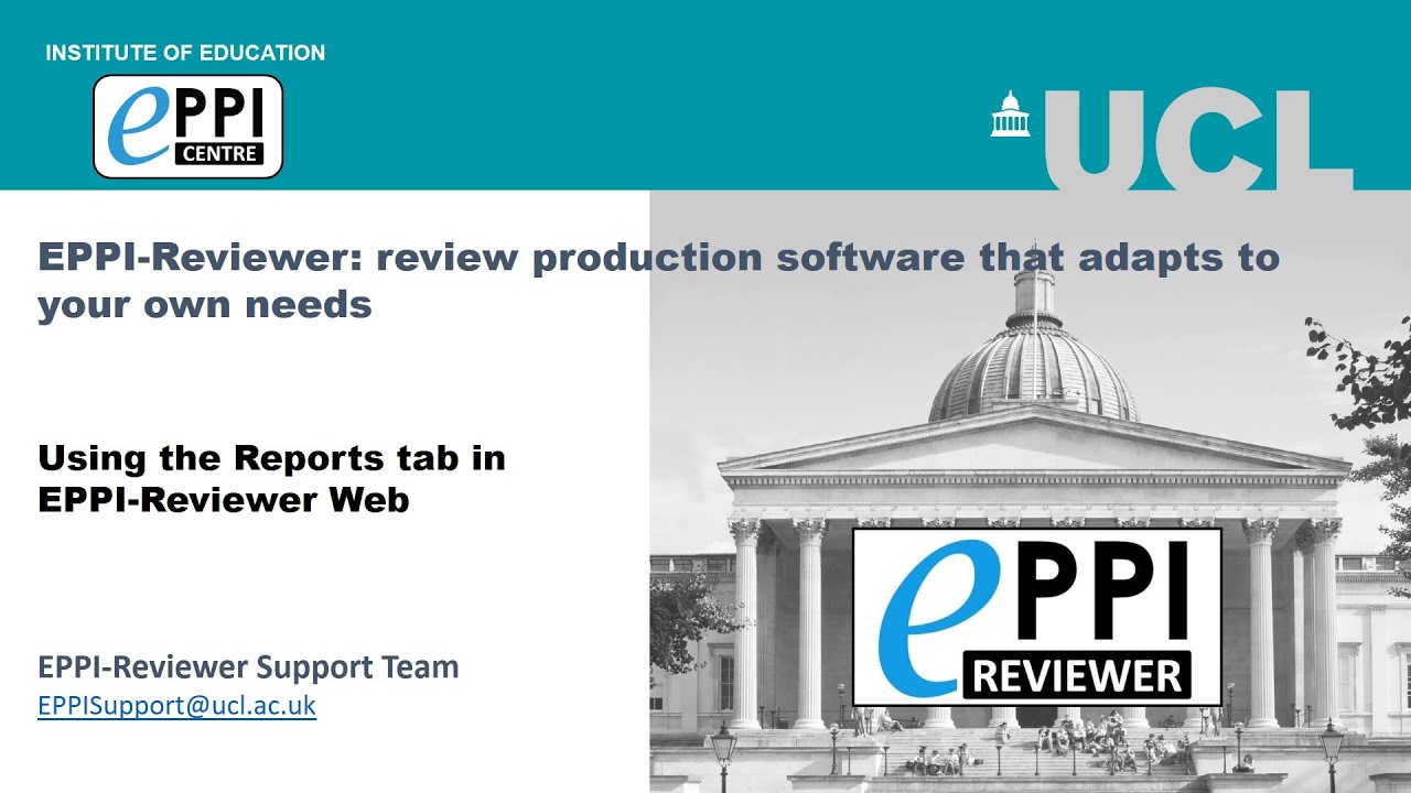 Using the Reports tab in EPPI-Reviewer Web