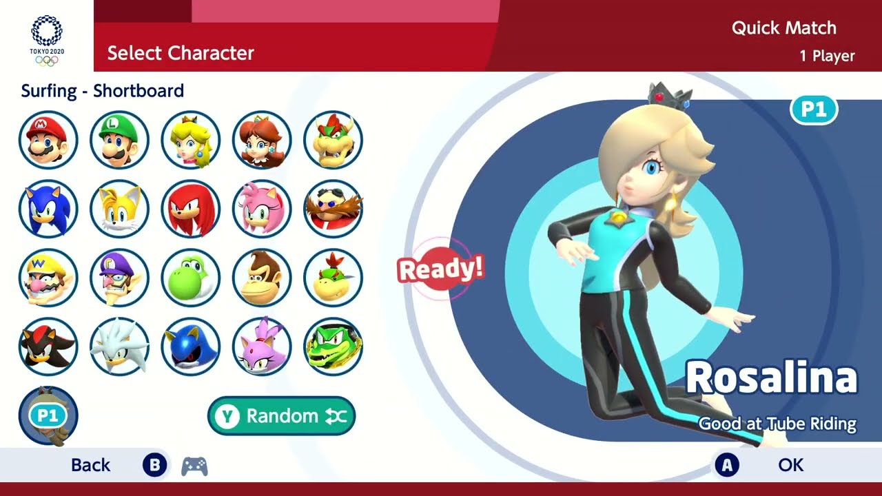 Mario and Sonic at the Tokyo 2020 Olympic Games Surfing Rosalina