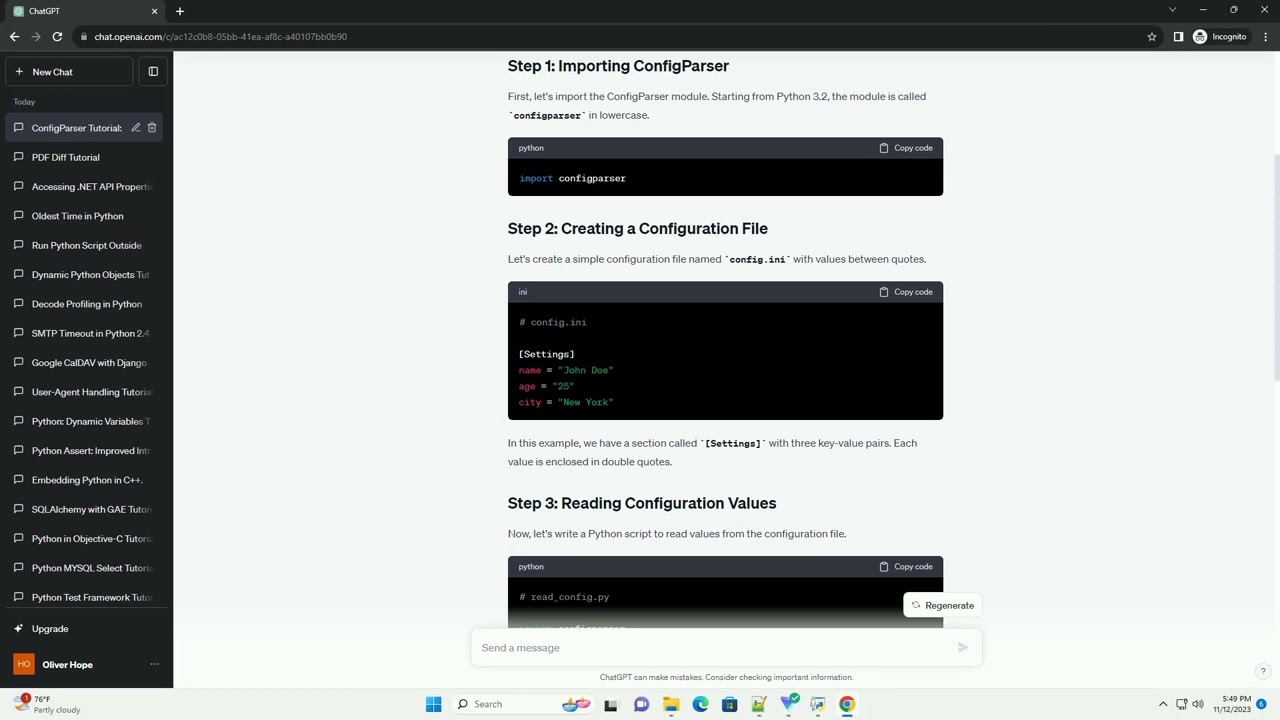 Python ConfigParser values between quotes
