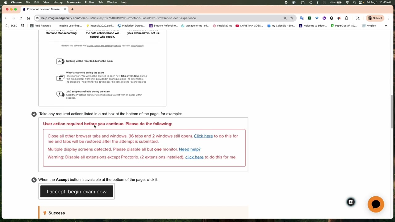 Proctorio Lockdown Browser student experience