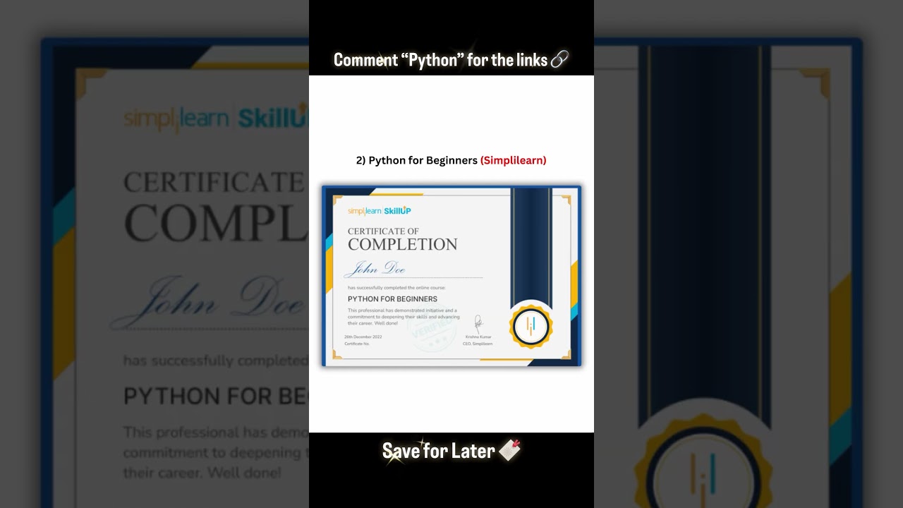 5 Free Python Certification #shorts