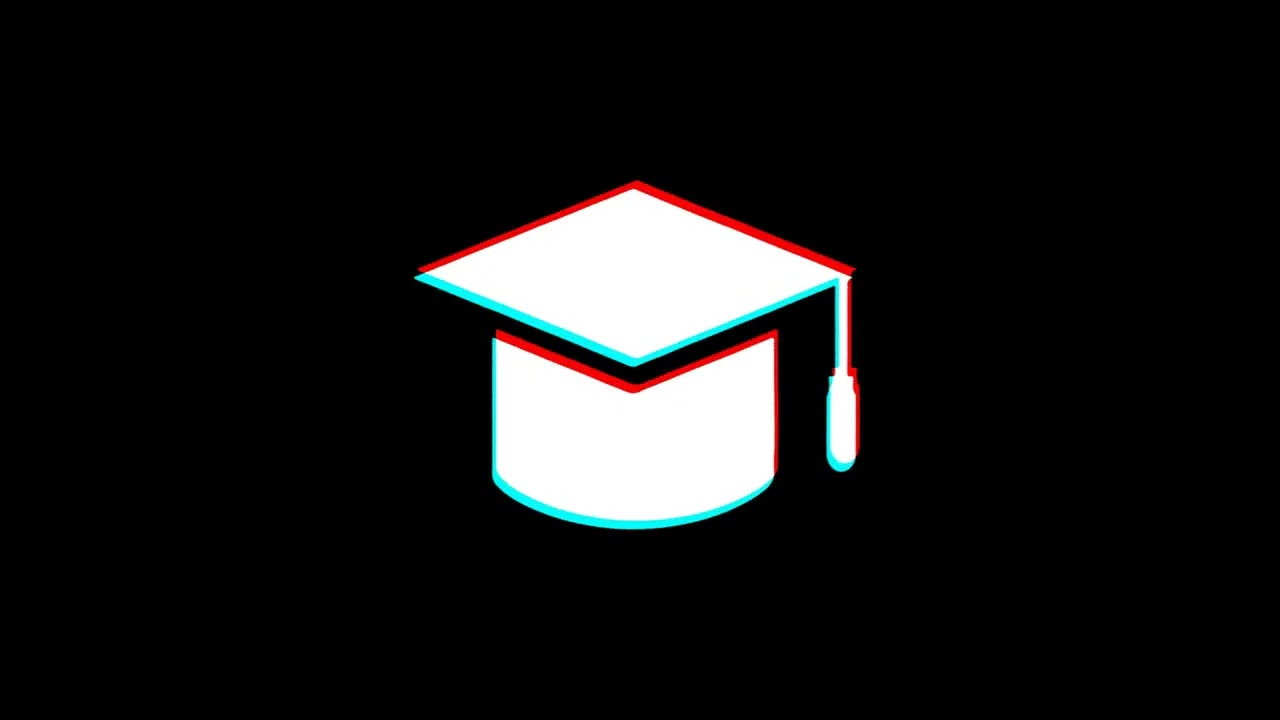 Education, Graduation cap, University hat icon Vintage Twitched Bad Signal Animation.