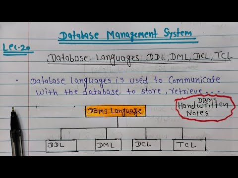 Database Languages in DBMS: DDL, DML, DCL, TCL (Full Explanation) in Hindi | DBMS| Handwritten Notes