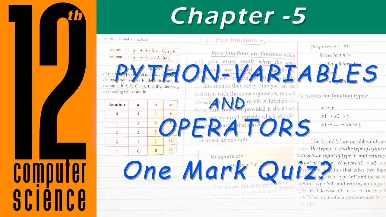 chapter-5 python Variables and Operators|one mark Quiz
