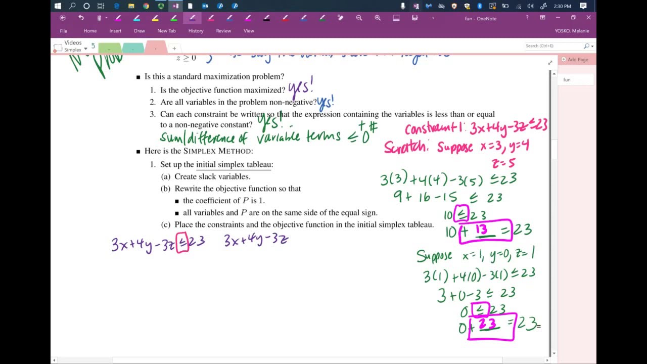 Simplex Method Example for Standard Maximization Problem –  Part I (Set up Initial Simplex Tableau)