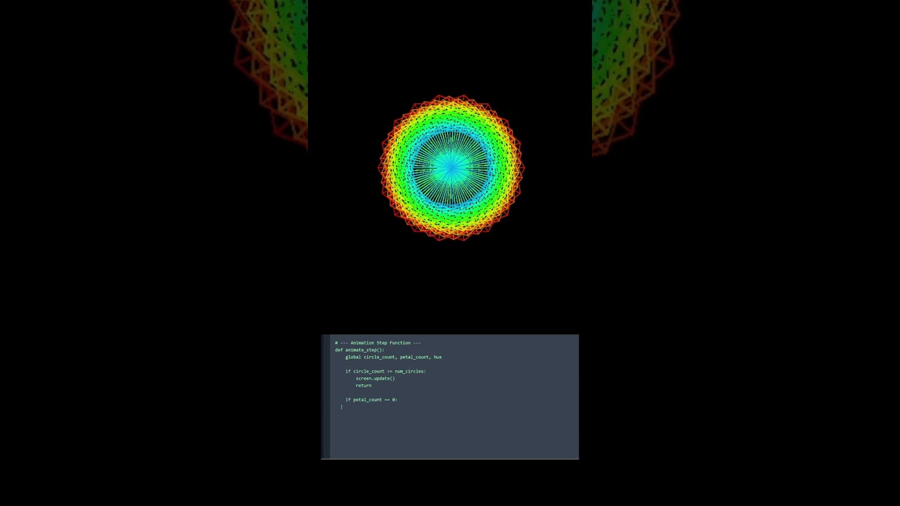 Color Changing Mandala with Python Turtle 🐢 🎨 #shorts