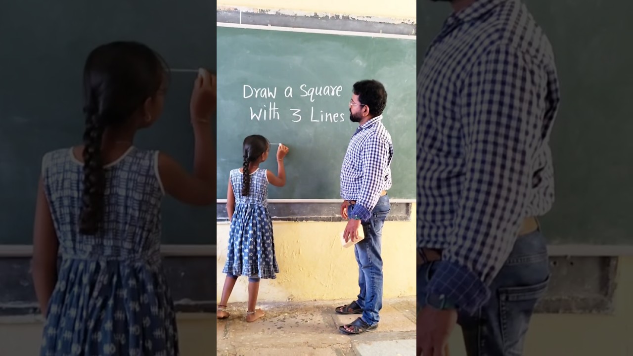 draw a square with three lines. #education #maths #school #students #youtubeshorts