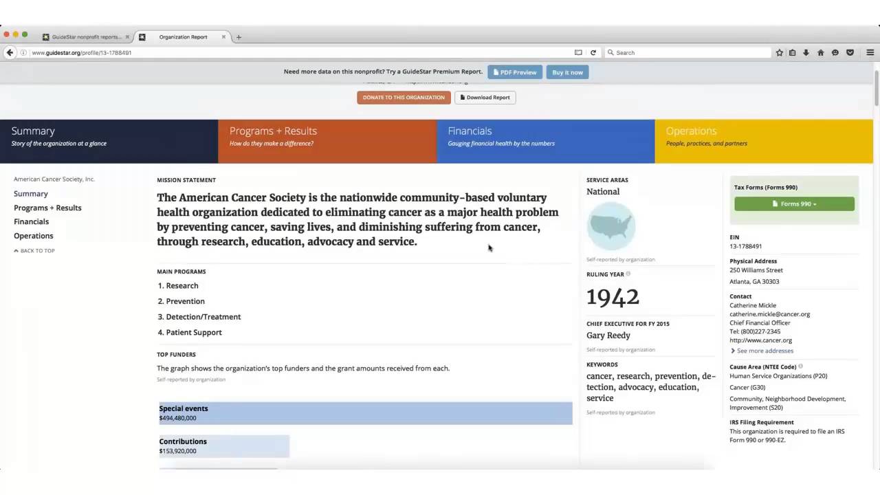 Finding Non-Profit Organization Profiles: Guidestar