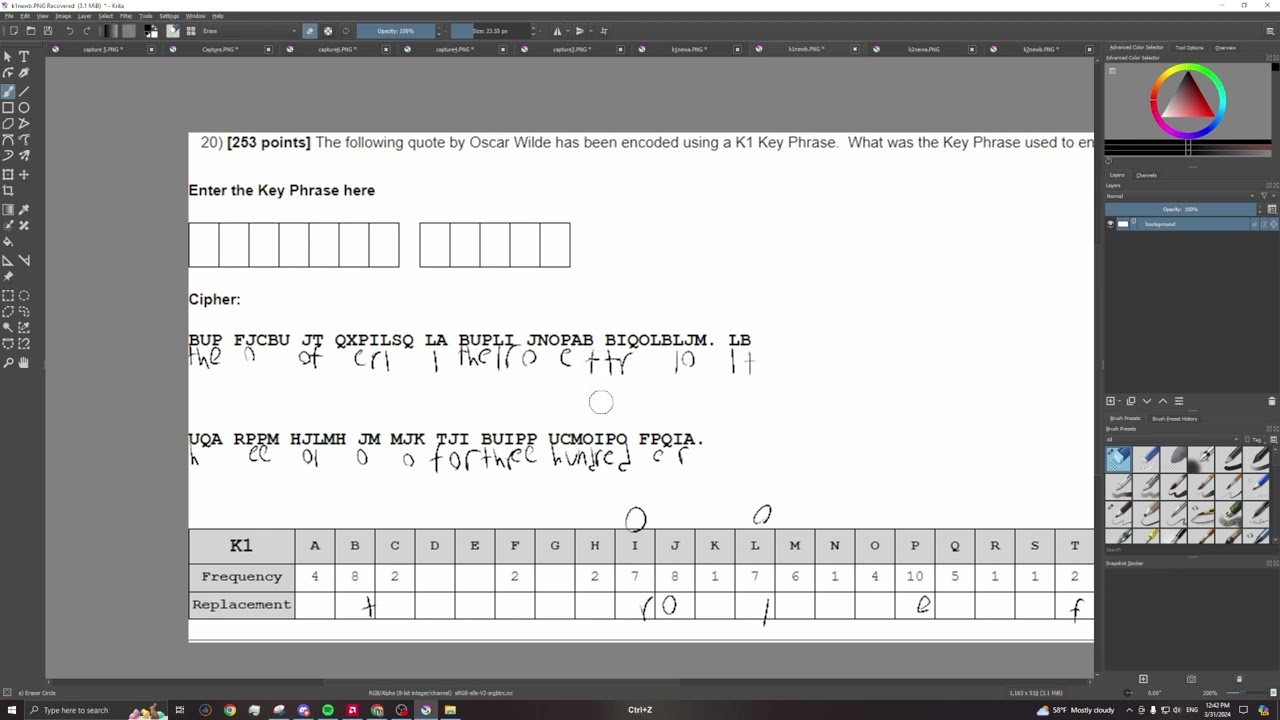 Codebusters K1 and K2 Practice Problems from Online
