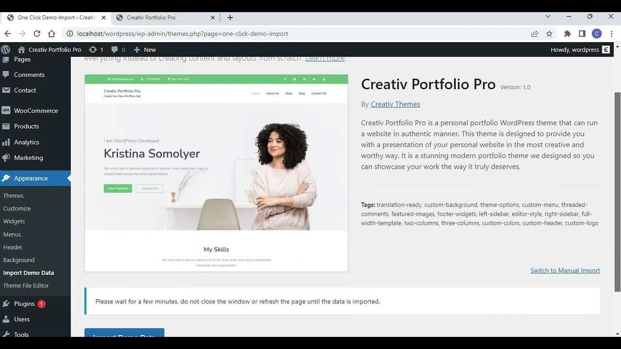 Creativ Portfolio Pro - Theme Installation
