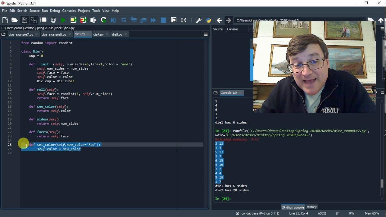 Creating Objects (Dice) in Python - part 3