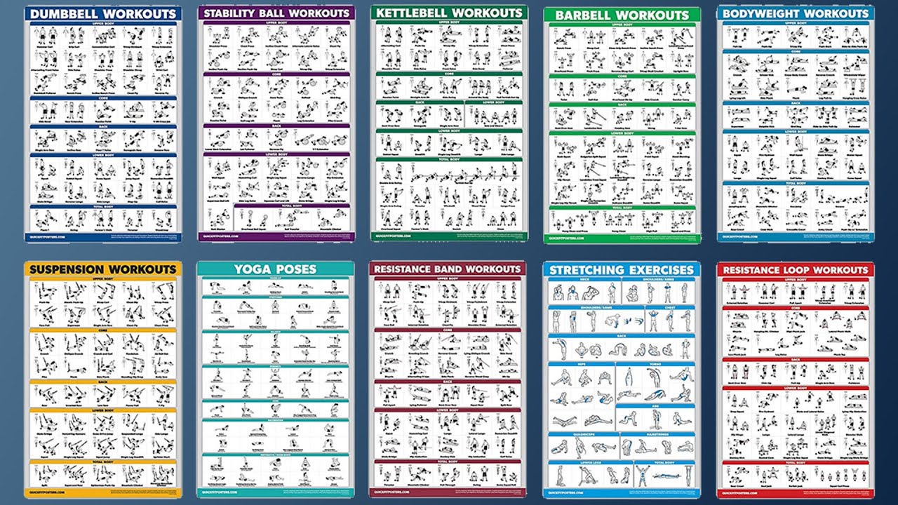 Exercise Workout Poster Set - QuickFit 10 Pack!
