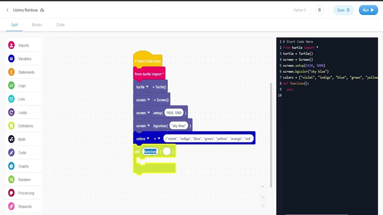 Coding Made Easy: Creating A Rainbow In Block Scripting and Python