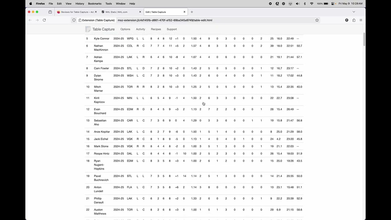 Table Capture for Firefox (May 2025)