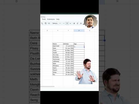Birthday-to-age calculator in Google Sheets and Excel. #excel #exceltips #googlesheets