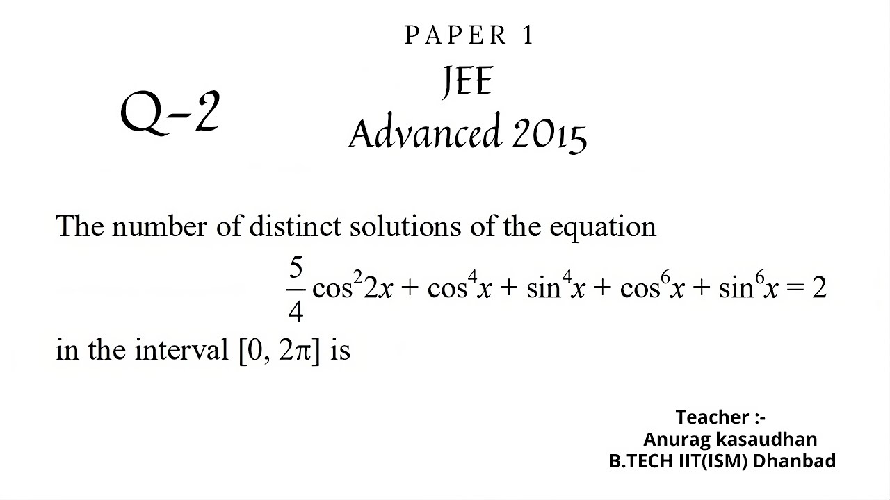 JEE Advanced 2015 Math Paper 1 (Q 2) solution | IIT JEE Maths | #jeeadvanced2015 #projecteducation