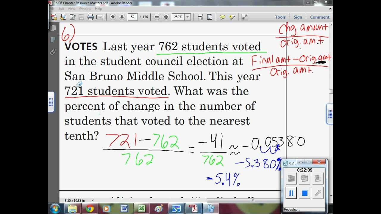6-3 B Percent of Change (Increase & Decrease) 7th grade math