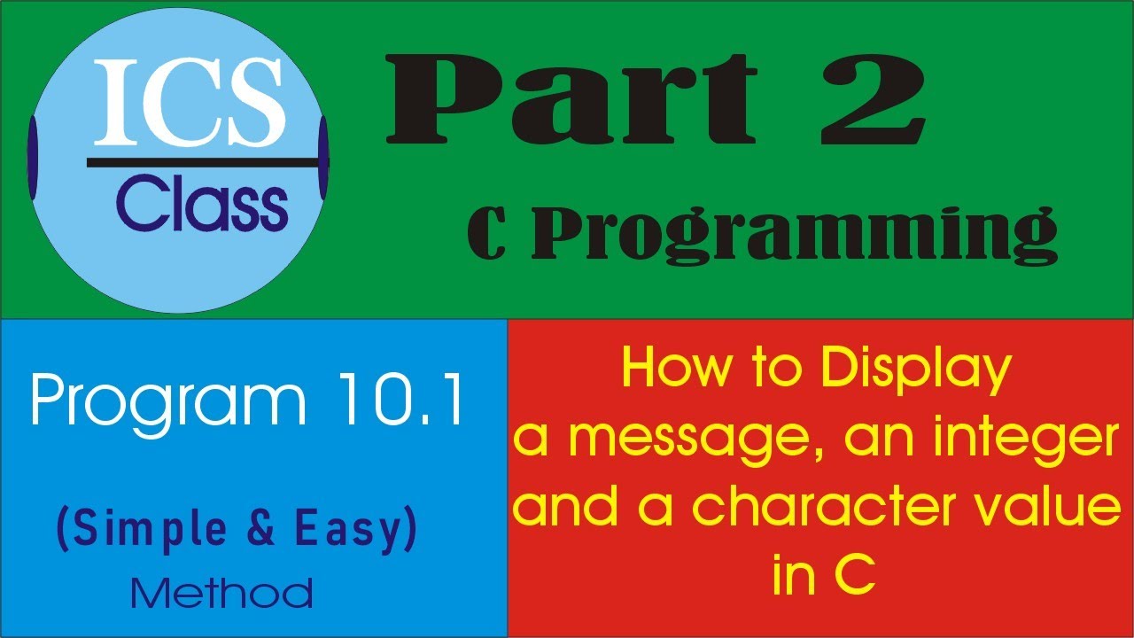 program 10.1 | ics class | part 2 | c programming | text print | character prin | Chaudhary M Shafiq
