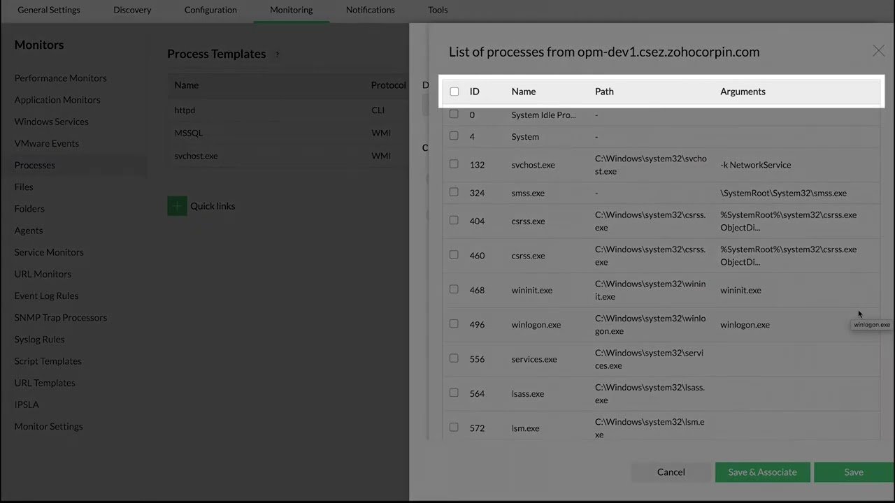 How to monitor processes in OpManager
