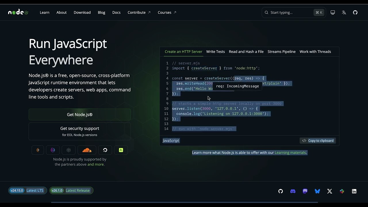 What is Node.js? Node.js : v24.15.0