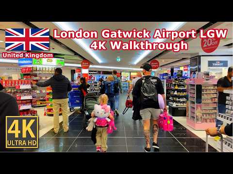 London Gatwick Airport Walkthrough 4K ✈️🇬🇧 LGW Walk with North Terminal, South Terminal