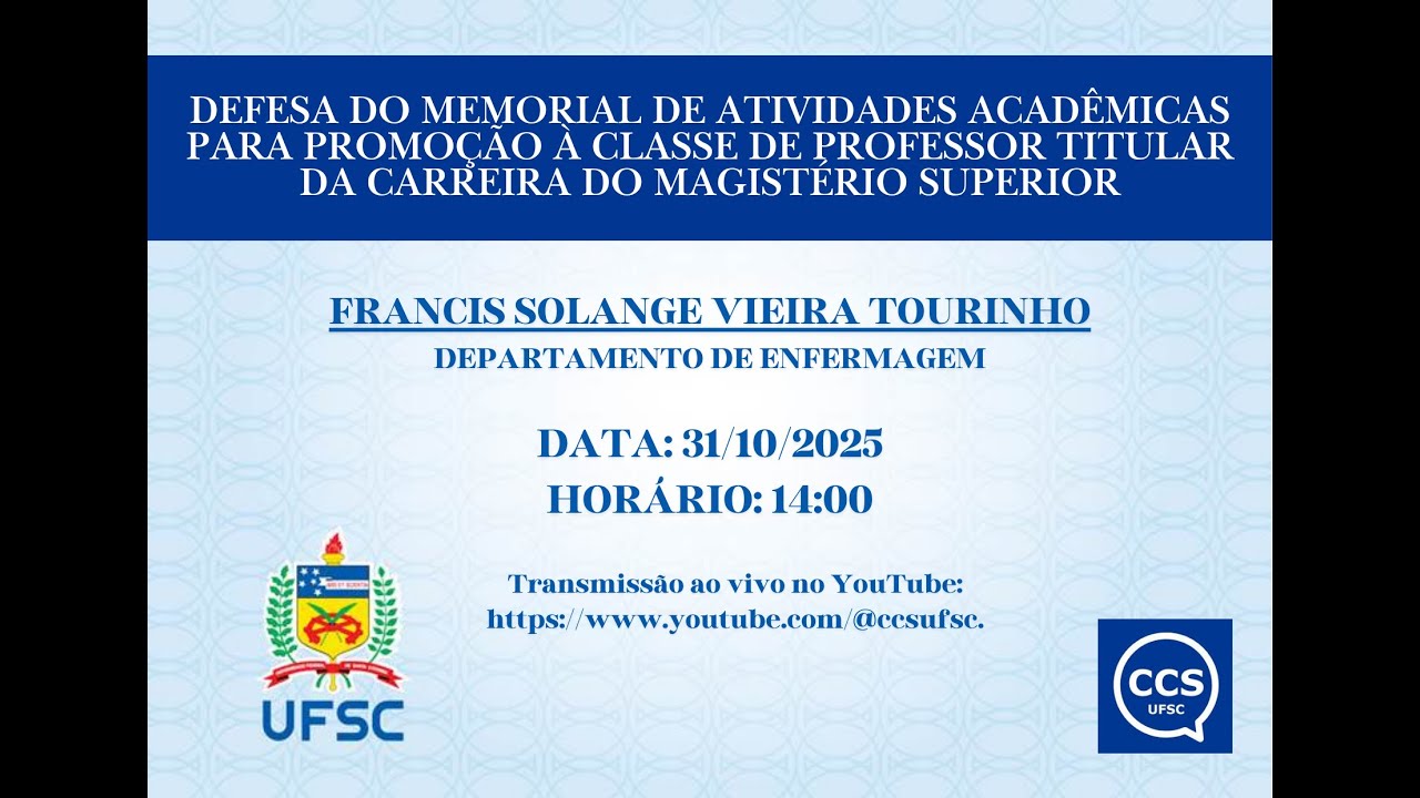 DEFESA DE MEMORIAL DE ATIVIDADE ACADÊMICAS - PROFESSOR TITULAR