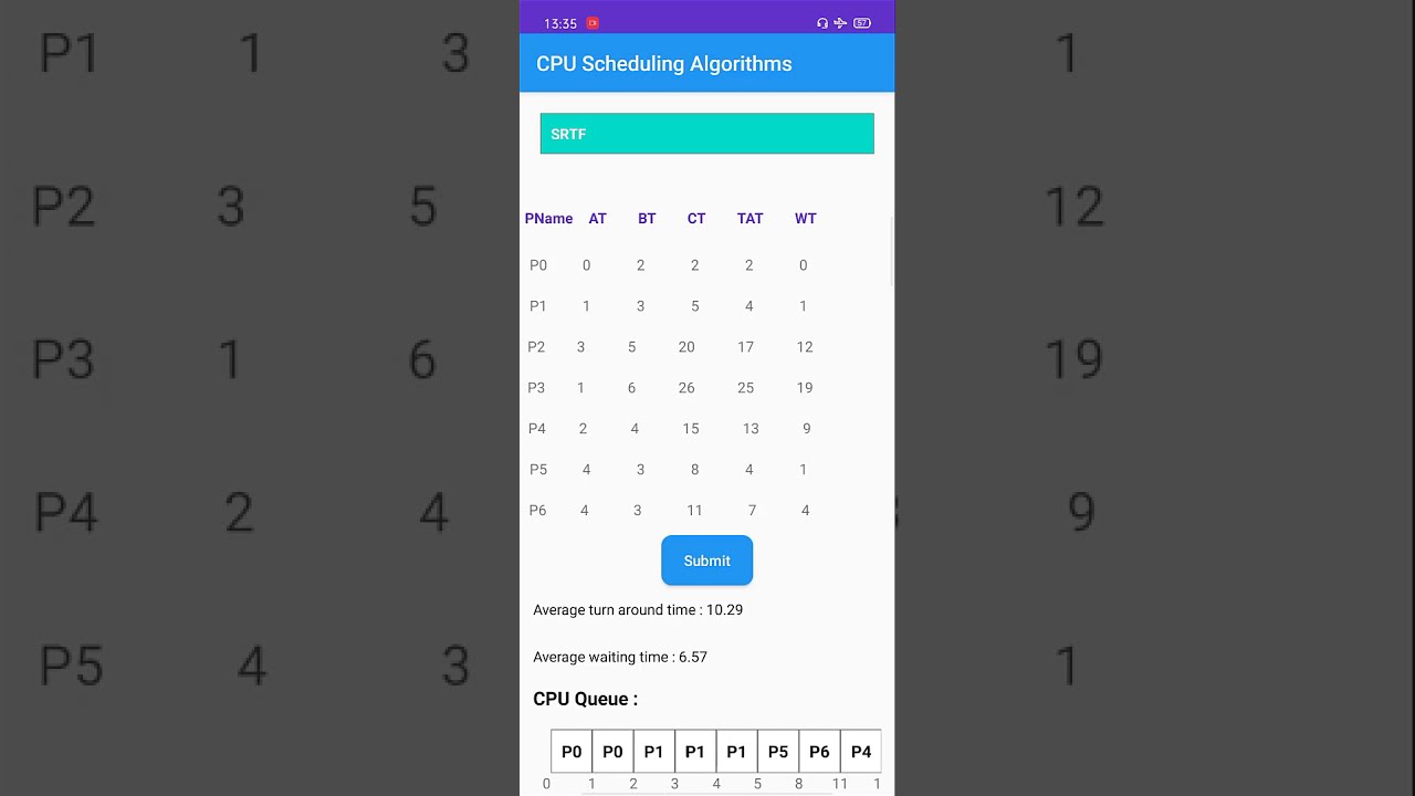 CPU Scheduling Algorithms App