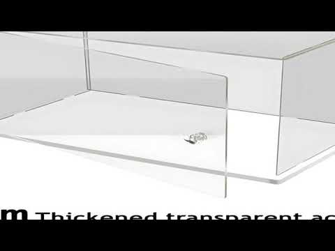 1pc Clear Acrylic Display Case,Display Box Stand with White Base,with Door, Dustproof Protection Sho