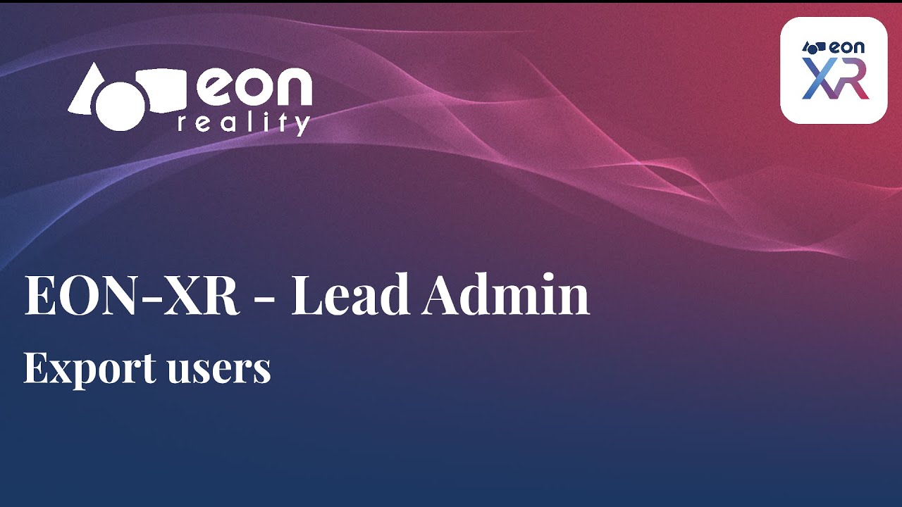 011 EON-XR Admin - Export users