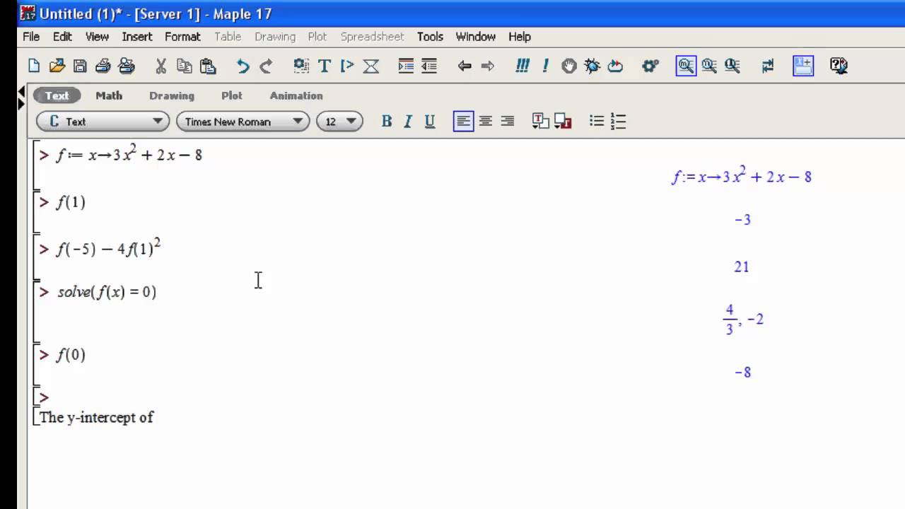 Function Basics in Maple