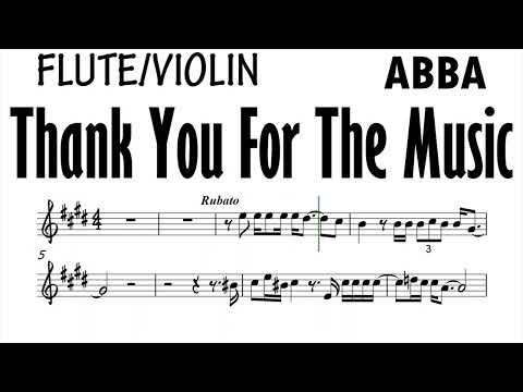 Thank You For The Music Flute Violin Sheet Music Backing Track Play Along Partitura