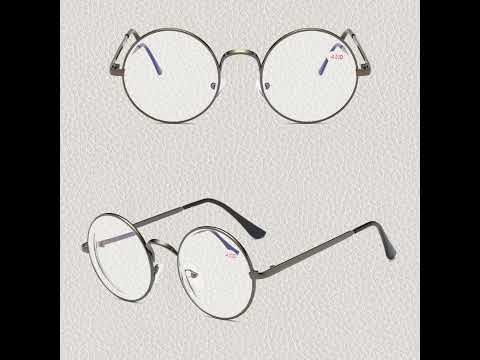 Round Myopia Nearsighted Glasses Anti-blue light Metal Eyeglasses