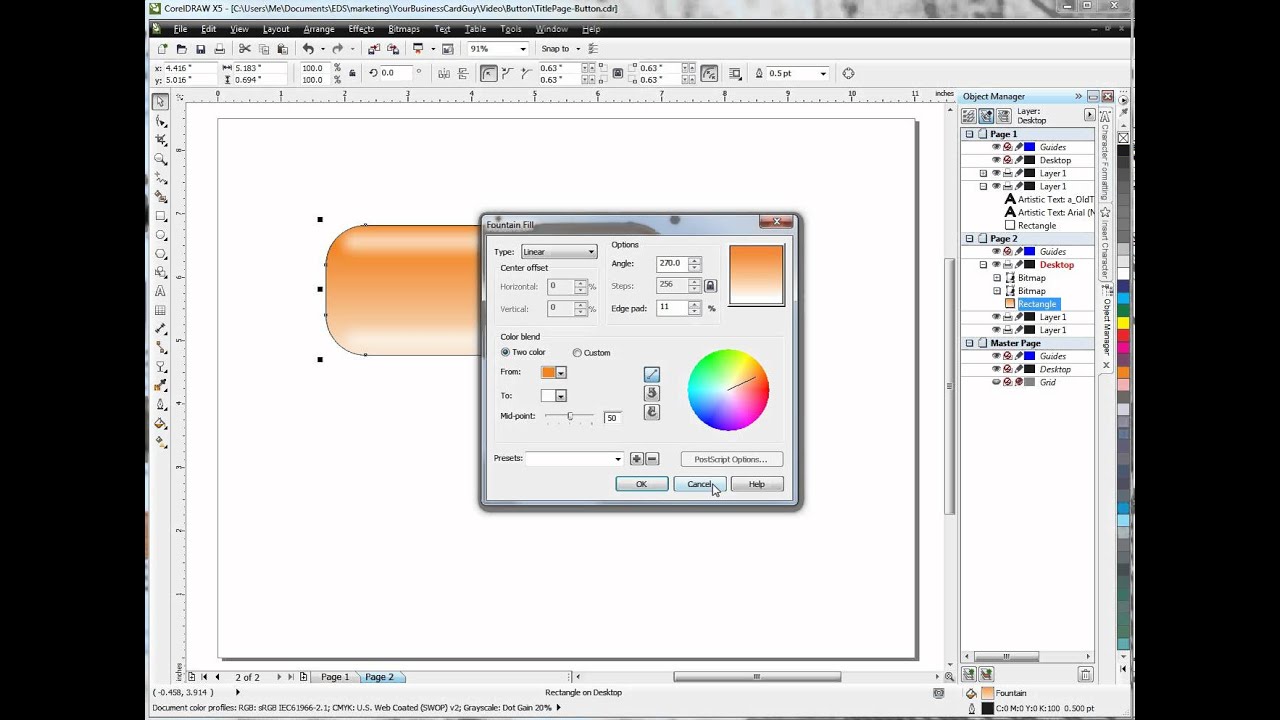 CorelDraw Tutorial - Creating a Button