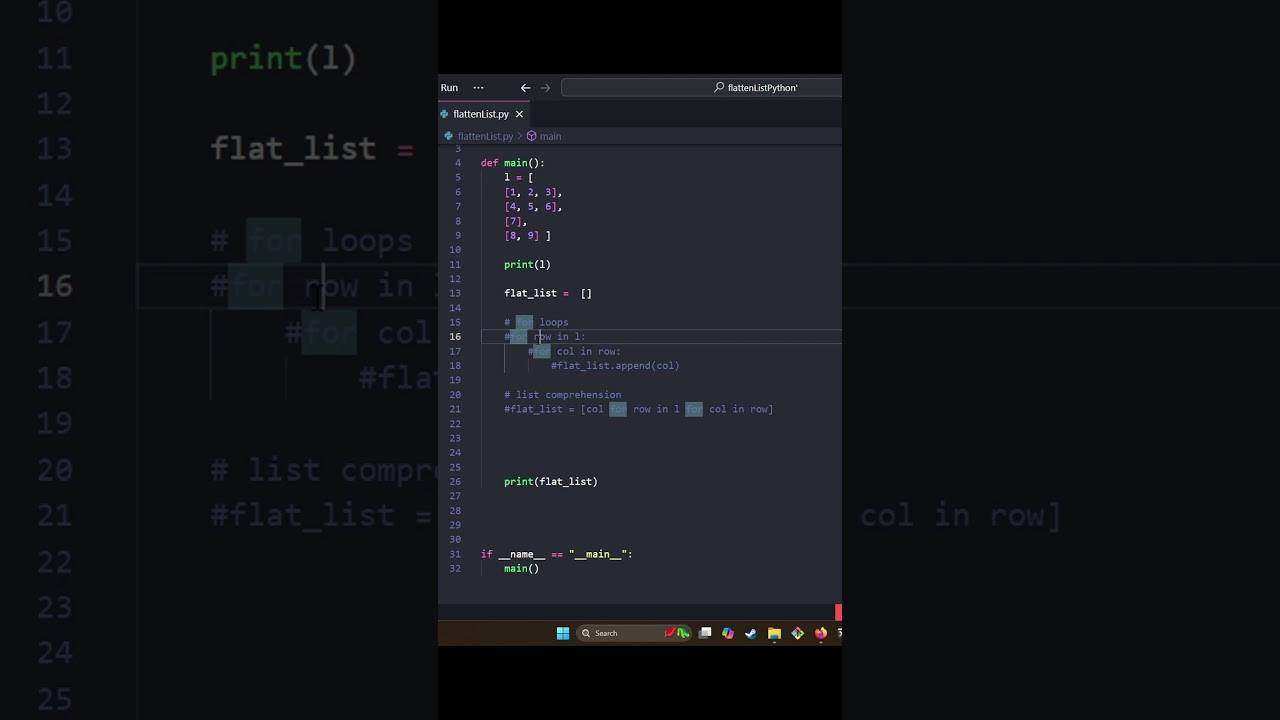 How flatten a list of lists in Python! #coding #pyhton #programming #stackoverflow #code