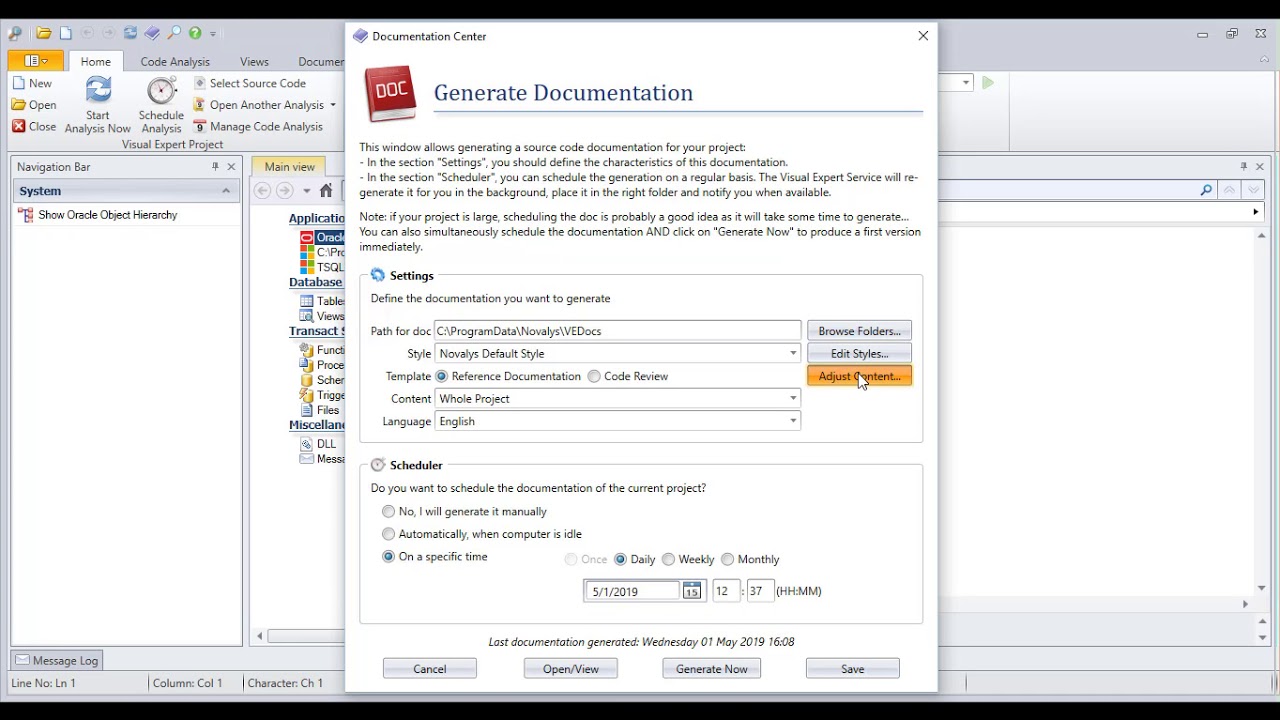Automatic Documentation Generation for SQL Server Database Code